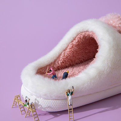 2021 new winter cartoon Flower shape slippers Skin-Friendly plush non-slip material sole house shoes