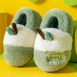 Custom Children Slippers Girls Autumn Winter Home Indoor Shoes Boys Warm Non-Slip Cartoon Apple Shape Baby Slippers