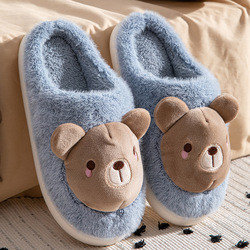 Women Wholesale Winter Cute Bear Home Indoor Slippers Cartoon Plush Warm fluffy Non-Slip Shoes faux fur