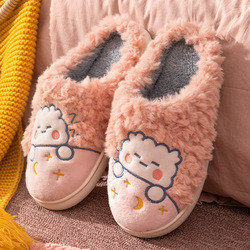 New winter Cute Sleeping Bear Shape Thick Bottom Home Indoor Slippers Women Plush Warm Non-Slip garden shoes