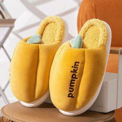 New Design Cartoon Cute Pumpkin Shape Home Slippers Ladies Plush Warm Comfort Non-Slip Student Dormitory Shoes
