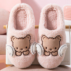 Wholesale New Design Cute Animal Shape Winter Home Indoor Slippers Female Plush Warm Non-Slip Flat sole house Shoes