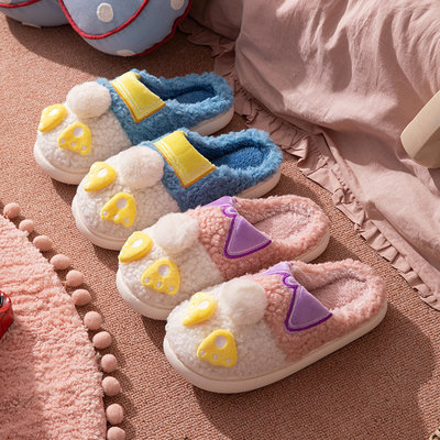 2021 New trend cute Duck Women fluffy home Slippers Autumn Winter Girls Plush Warm Non-Slip sole house Shoes