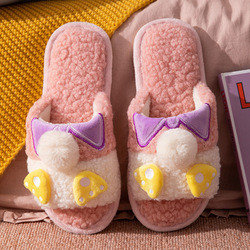 2021 New trend cute Duck Women fluffy home Slippers Autumn Winter Girls Plush Warm Non-Slip sole house Shoes