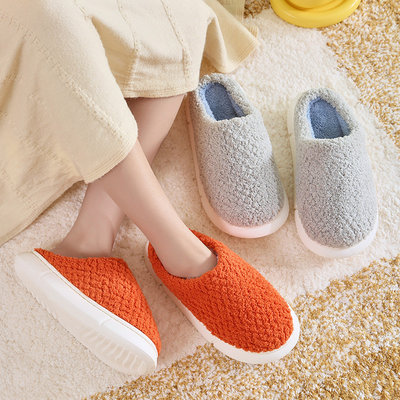 Manufacturer Custom logo Thick Bottom Couple Home Indoor Slipper Thermal Non-slip Plush house Shoes female fur slippers