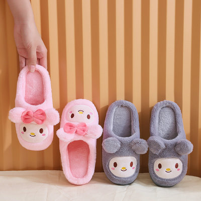 children Cartoon animal Bow Shape home slipper boys and girls warm Anti-Slip Home Indoor Shoes in stock kids fur slippers