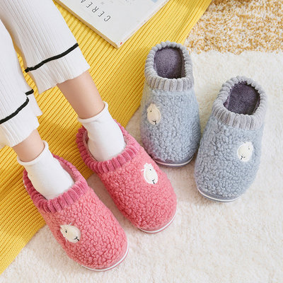 2021 New Design Cartoon Sheep slippers Couple Autumn Winter Warm Hard-Wearing Non-Slip Home Indoor Shoes