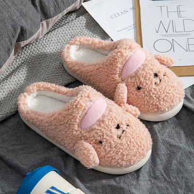 Autumn and winter new cute cartoon animals slippers female home non-slip plush shoes household plush slippers