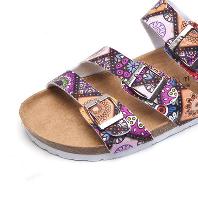 Customized high quality colorful printed women cork slippers 2021 new fashion ladies beach slipper and sandals