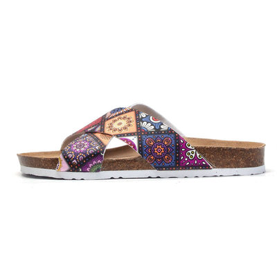 2021 New design high quality best price summer women slipper fashion Pattern Printing Double Buckle Cork Slipper