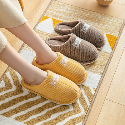 Factory winter customized plush slippers house indoor slippers for women and man flat sole non-slip house shoes