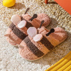 2021 Winter house Indoor Slippers Cute Cartoon bee Lady Non-slip Soft Bottom house shoe women animal home slipper