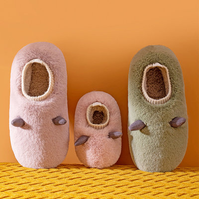 2021 New Design Children Cute Ox Horn Wrap heel Slippers Autumn Winter Warm Non-slip Soft Sole Home Indoor Shoe kids fur slipper