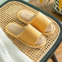 2021 new fashion linen couple slippers autumn home non-slip mute and sweat-absorbent soft bottom floor slippers