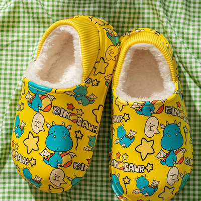 Wholesale Custom baby EVA Waterproof Upper Cute Cartoon Plush Warm Home Indoor Shoes Winter Children Slippers garden shoes