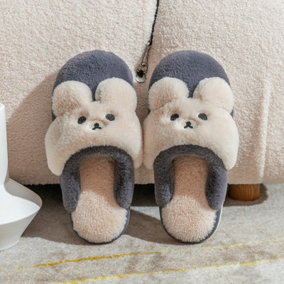 women's Cute bear breathable soft bottom home slippers lovely non-slip winter fluffy house shoes in stock