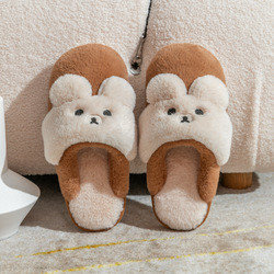 women's Cute bear breathable soft bottom home slippers lovely non-slip winter fluffy house shoes in stock