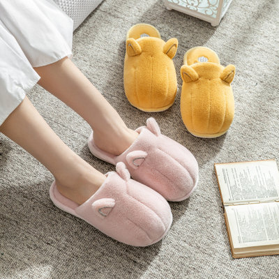 Ladies winter warm home slippers cartoon cat shoes soft sole house indoor slippers bedroom winter fluffy house shoes