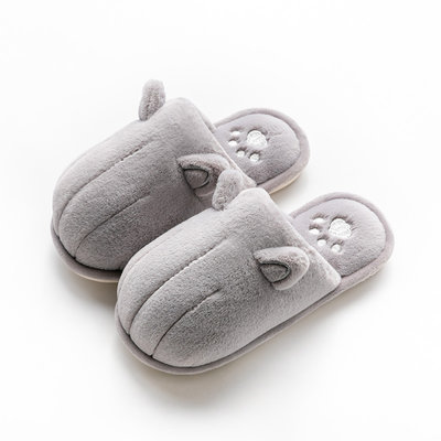 Ladies winter warm home slippers cartoon cat shoes soft sole house indoor slippers bedroom winter fluffy house shoes