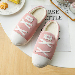 Outer wear waterproof plus velvet couple cotton mop autumn and winter home cute thick-soled non-slip slippers