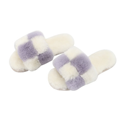 Fluffy Open Toe Women Casual Flat Shoes Warm Wool Fur Soft Cozy