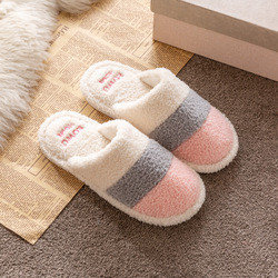 Explosive style plush slippers Winter indoor non-slip couple slippers Home warm wear-resistant fleece shoes