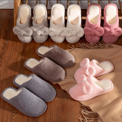 Hot-selling polar fleece slippers home cute Korean thick-soled non-slip slippers winter warm couple indoor shoes
