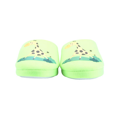 children kids cute giraffe printed design winter warm fluffy plush green house indoor slippers