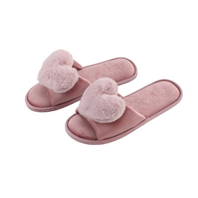 Spring Faux Fur  Slipper Shoes Women New Style Plush Slipper Shoes Red  Indoor