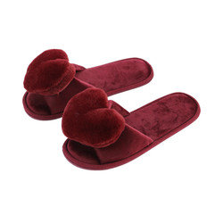 Spring Faux Fur  Slipper Shoes Women New Style Plush Slipper Shoes Red  Indoor