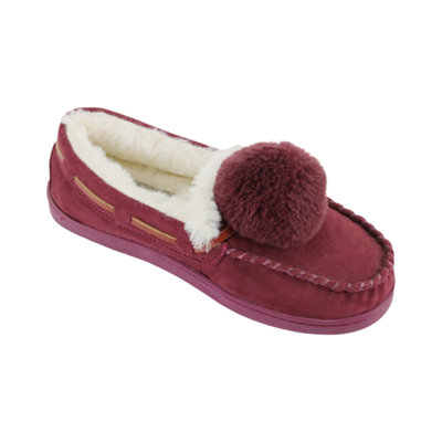 Memory Foam Flat  Slippers Suede Faux Fur Lined Indoor Outdoor Flat Shoes