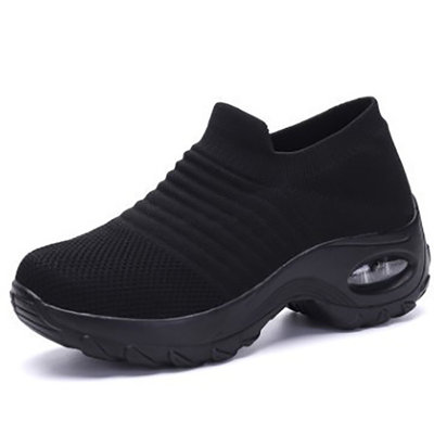 Fashion Breathable flyknit fabric spring and summer flat women casual sneakers sports walking style shoes
