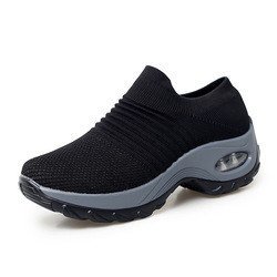 Fashion Breathable flyknit fabric spring and summer flat women casual sneakers sports walking style shoes