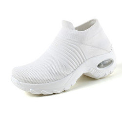 Fashion Breathable flyknit fabric spring and summer flat women casual sneakers sports walking style shoes