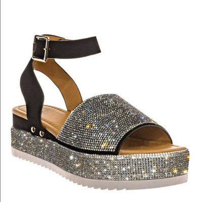 Luxury Designer Sandals Girls Chunky Sole slippers with Rhinestone for Women Platform Sandal non-slip casual shoes
