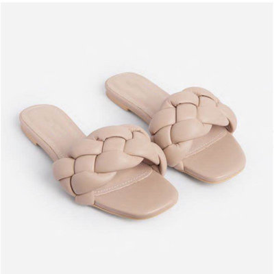New Arrivals female solid color Wholesale Popular Unique Womens flat Sandals woven summer Slides slippers