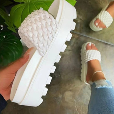 Platform Stylish Ladies Sandals Woven Upper Casual  Round Toe Breathable