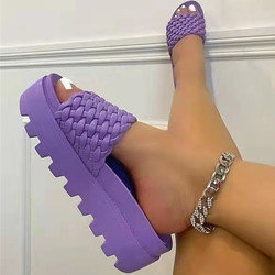 Platform Stylish Ladies Sandals Woven Upper Casual  Round Toe Breathable
