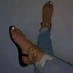 New arrival 2022 shoes beach fashion chain decoration outdoor non-slip slippers lightweight women flat sandals