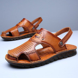 Summer new closed toe sandals mens wholesale fashion trend slippers men cowhide upper beach casual shoes