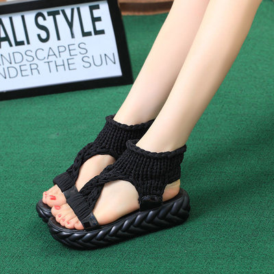 Sandals ladies summer thick sole hot selling open toe casual shoes fashion comfortable woven women slippers