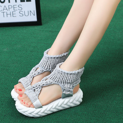 Sandals ladies summer thick sole hot selling open toe casual shoes fashion comfortable woven women slippers