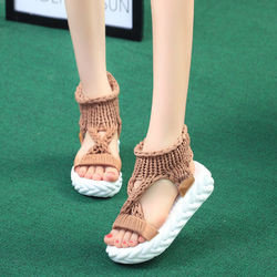 Sandals ladies summer thick sole hot selling open toe casual shoes fashion comfortable woven women slippers