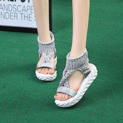 Sandals ladies summer thick sole hot selling open toe casual shoes fashion comfortable woven women slippers