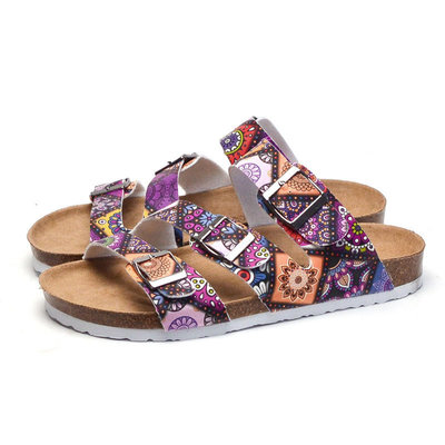 2021 summer women sandals adjustable metal buckle three straps colorful slippers with ankle strap beach sandals