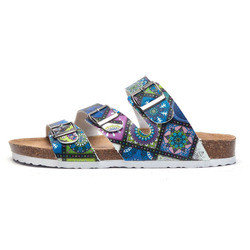 2021 summer women sandals adjustable metal buckle three straps colorful slippers with ankle strap beach sandals