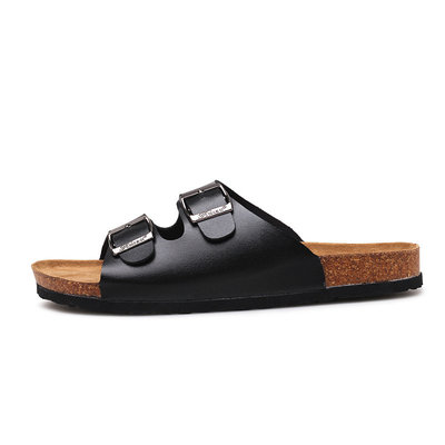 summer comfortable beach walking soft flat faux suede wooden men women slippers sandals