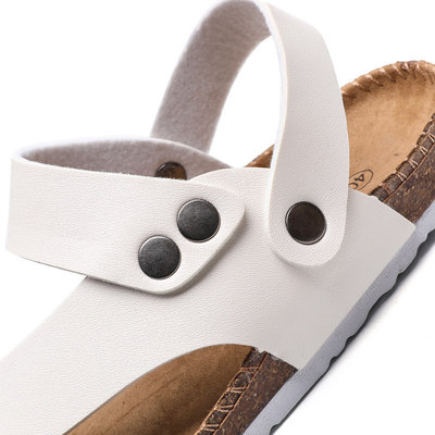 Pure Color Summer Beach Shoes With Metal Buckle  Low Wood  Solid Pattern
