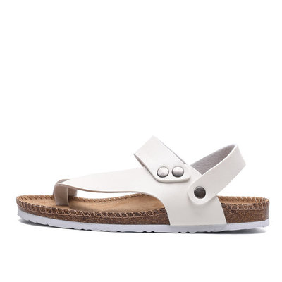Pure Color Summer Beach Shoes With Metal Buckle  Low Wood  Solid Pattern