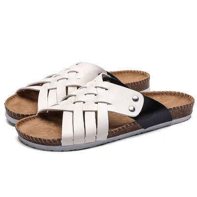 Popular Wooden Sandal For Man open toe Real Cork Sole slippers for men rubber